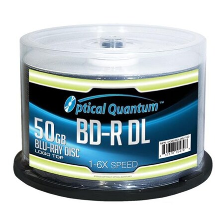 Optical Quantum Optical Quantum OQBDRDL06LT-50 50 Pack 6X 50GB BD-R DL Blu-Ray Blank Disc Logo ...